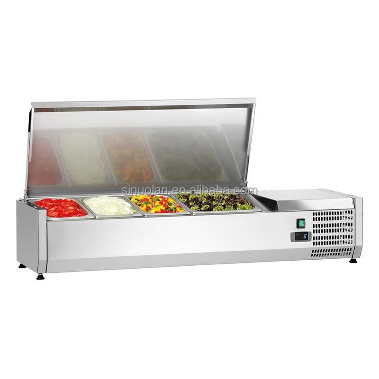 Commercial Countertop Stainless Steel Salad Chiller Display Prep Table ...