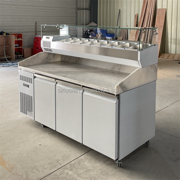 1.8m Commercial Restaurant Kitchen 3 Door Fridge Food Sandwich Pizza ...