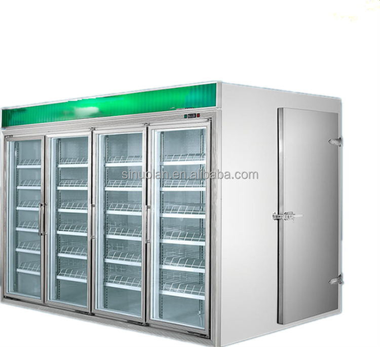 4 Glass Door Commercial Remote Walk In Cooler Refrigeration Unit Walk ...