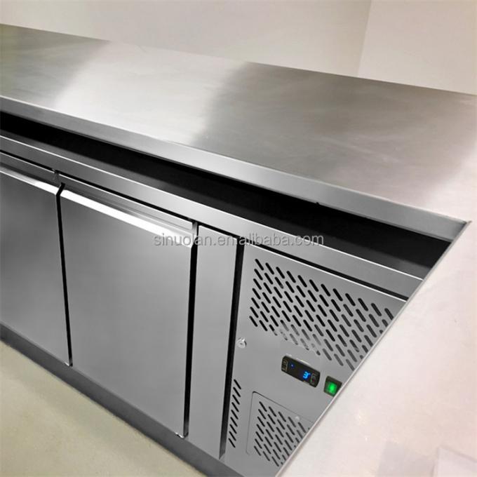 Stainless Steel Commercial Restaurant Salad Bar Fridge Kitchen Worktop ...